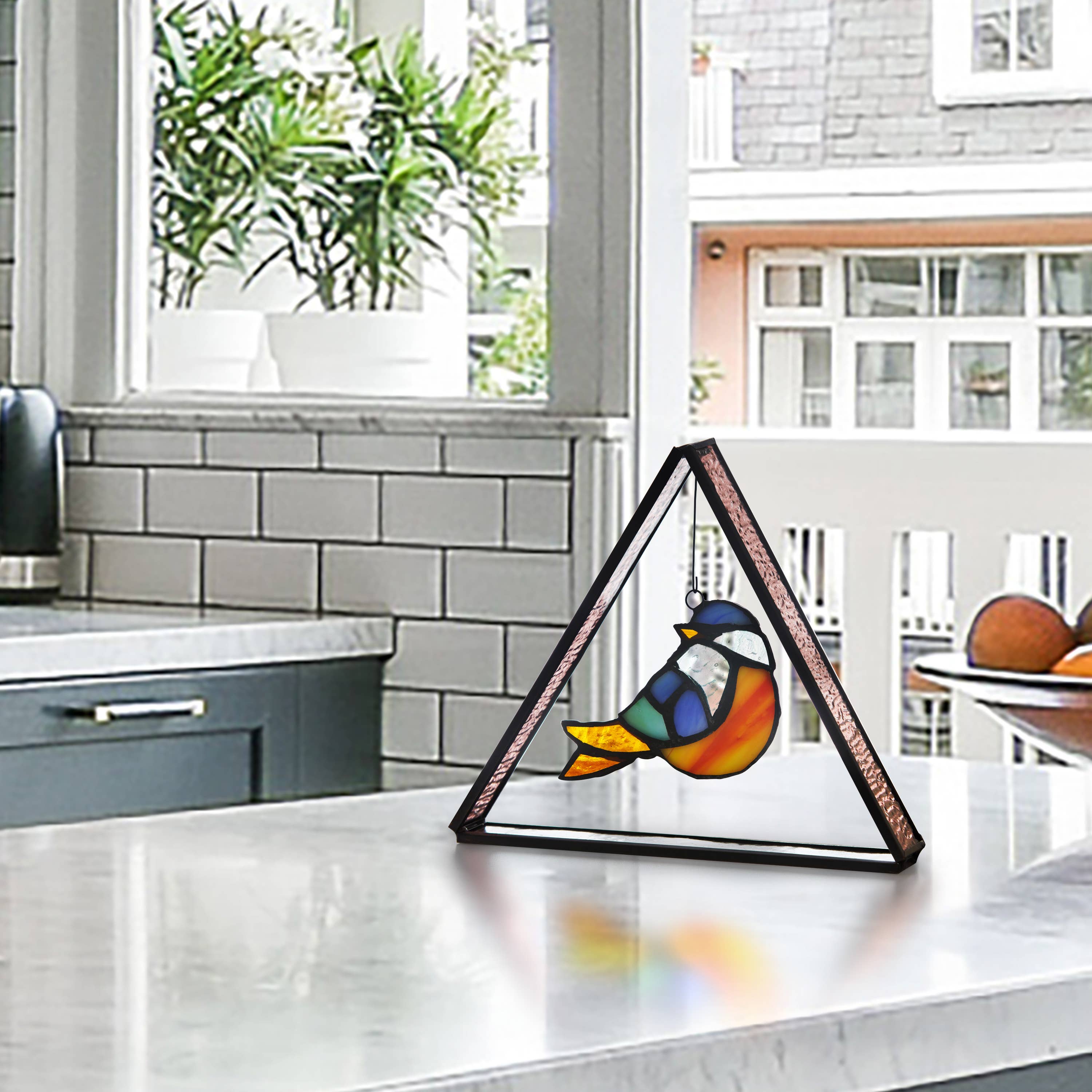 6”H Bubba the Bluebird Standing Triangle Suncatcher